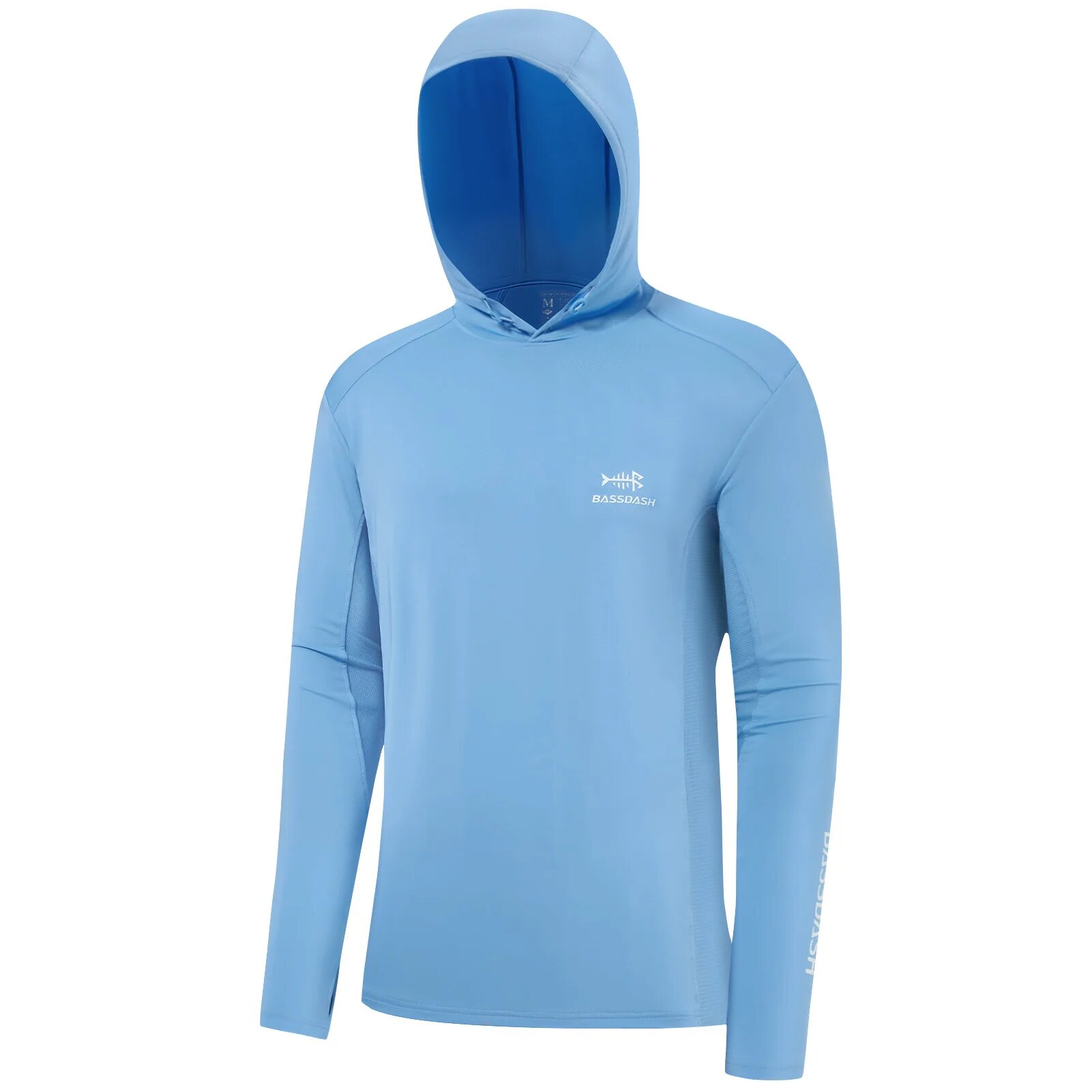 BASSDASH мужские UPF 50+ рубашки с капюшоном для рыбалки FS33M Голубой, XXXXL, Carolina White Logo