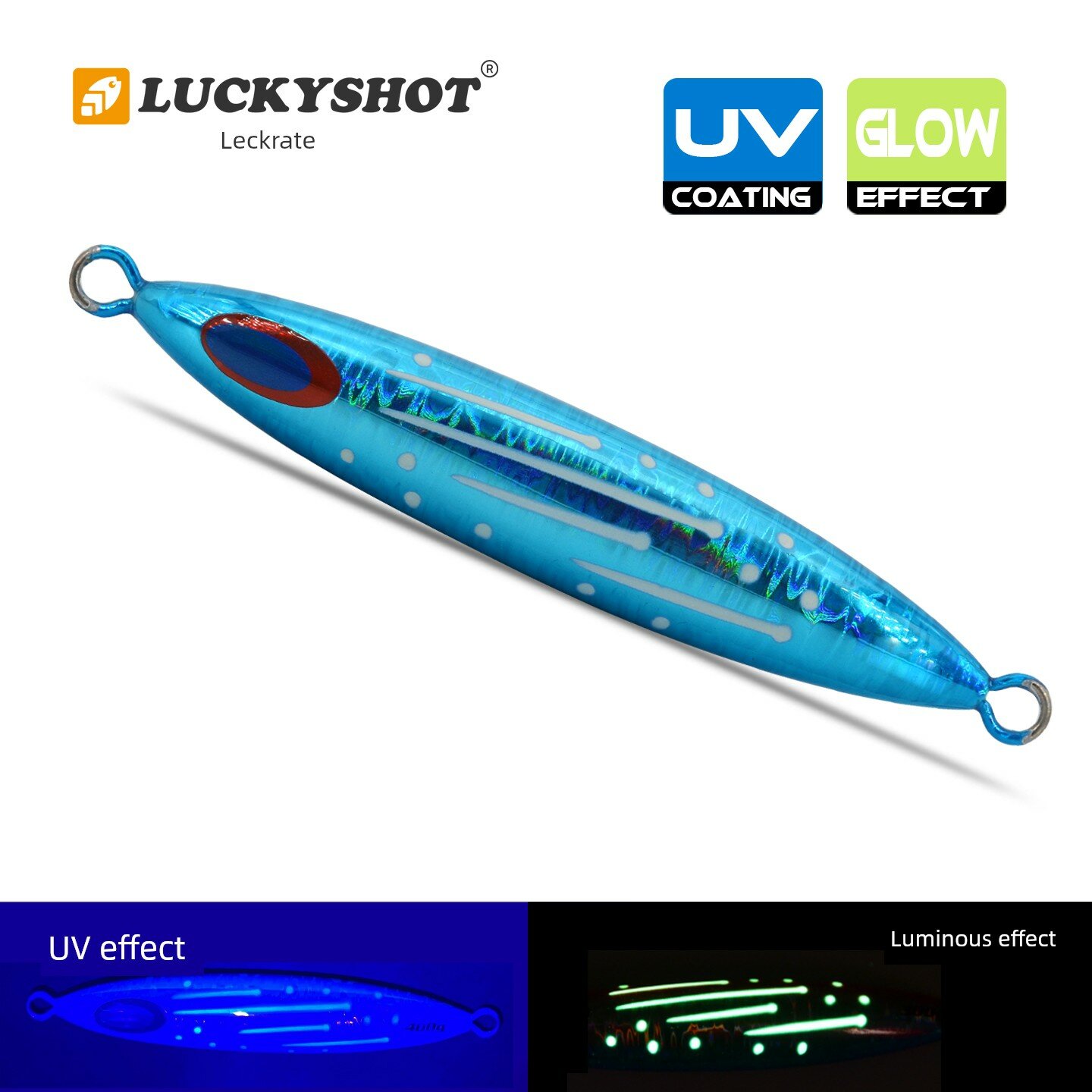LuckyShot Металлическая приманка-лопатка 300 г синяя для ловли морского окуня, без крючков