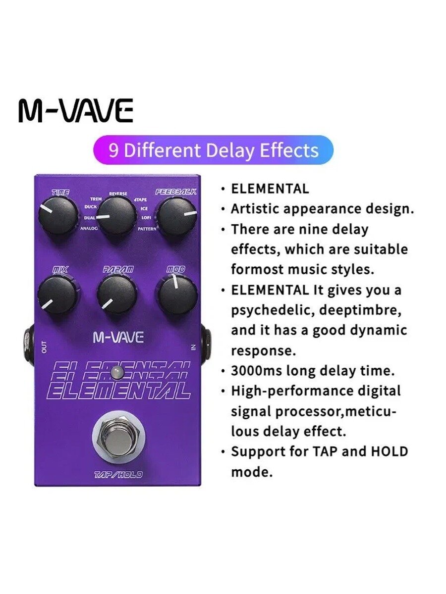 Know Easyx M vave Педаль задержки Elemental Digital Delay Pedal 9 различны x эффектов задержки