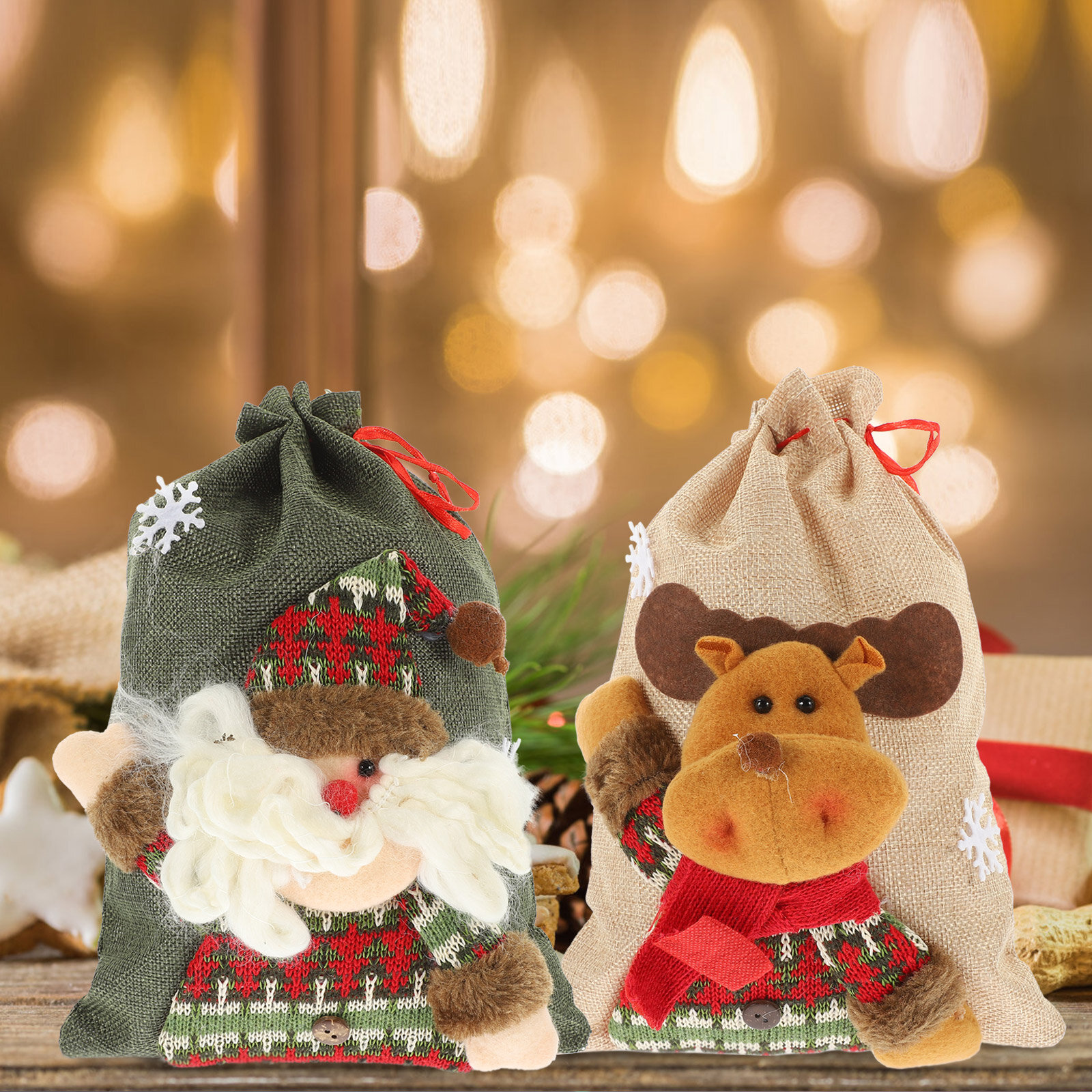 3 Штуки Christmas Candy Bags Новогодние Сумки Для Упаковки Подарков И Конфет Размер 27.40X19.00X2.00Cm