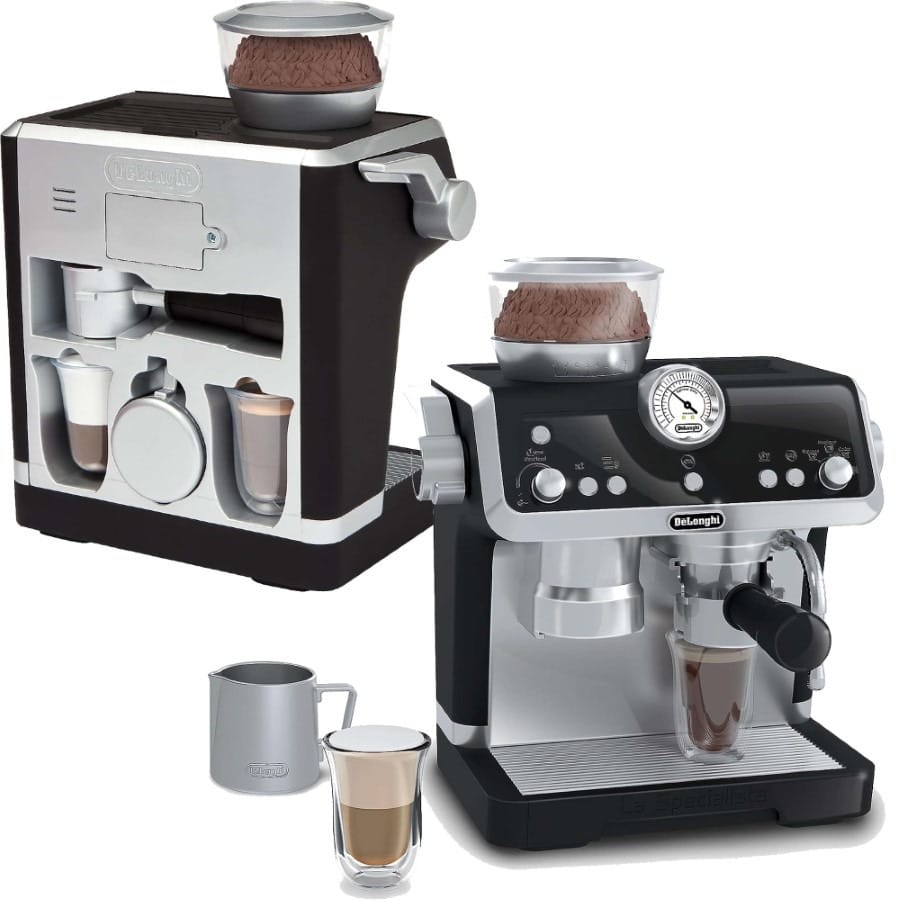 Сюжетно-ролевая игрушка Casdon кофемашина DeLonghi для маленького бариста с вспенивателем молока, бело-черный