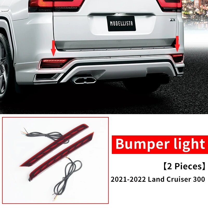 Для 2021-2022 Toyota Land Cruiser 300, модификация задней противотуманной фары Lc300, J300, ZX, VRX, фары бампера, светодиодные динамические светильник ры, аксессуары