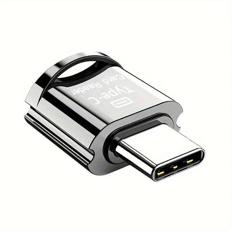 Ридер для карт памяти microSD/TF USB Type-C 2 в 1 с поддержкой OTG и кольцом для ключей, серебристый