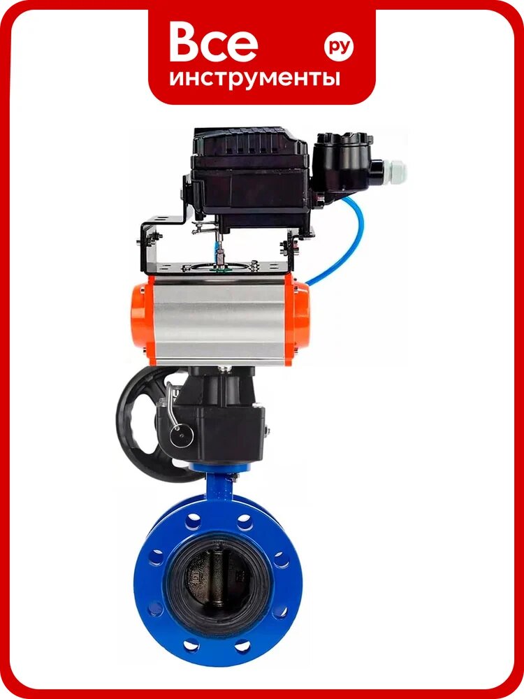 Затвор DN-ru GGG40-GGG40-EPDM-2W-F-H Ду200 Ру16 с пневмоприводом DA-140, позиционером EPRP1-NU-0-08 и ручным дублером HDM-2 D050-90860