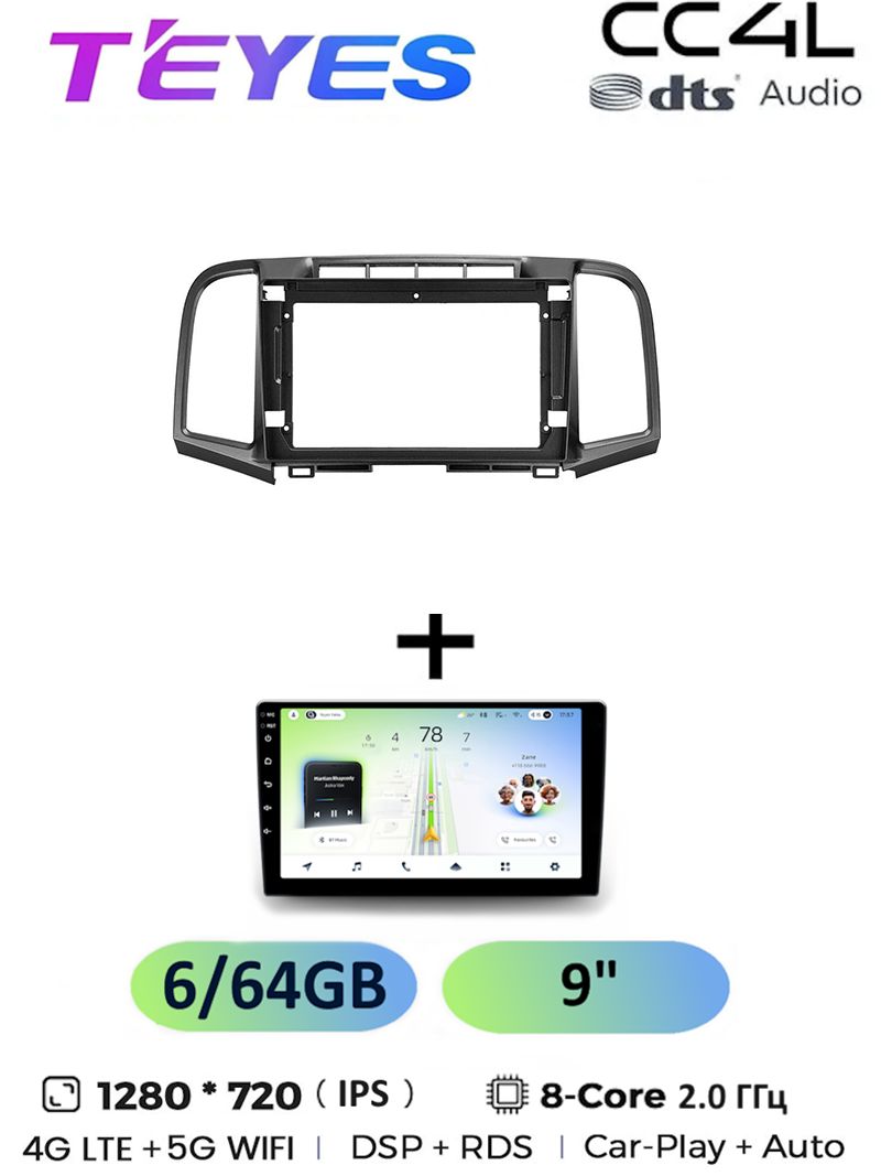 Магнитола Teyes CC4L 6/64 Gb Toyota Venza 2008-2016 9 дюймов, 8-ми ядерный процессор, IPS экран, 4G, Wi-Fi, CarPlay, dts Audio