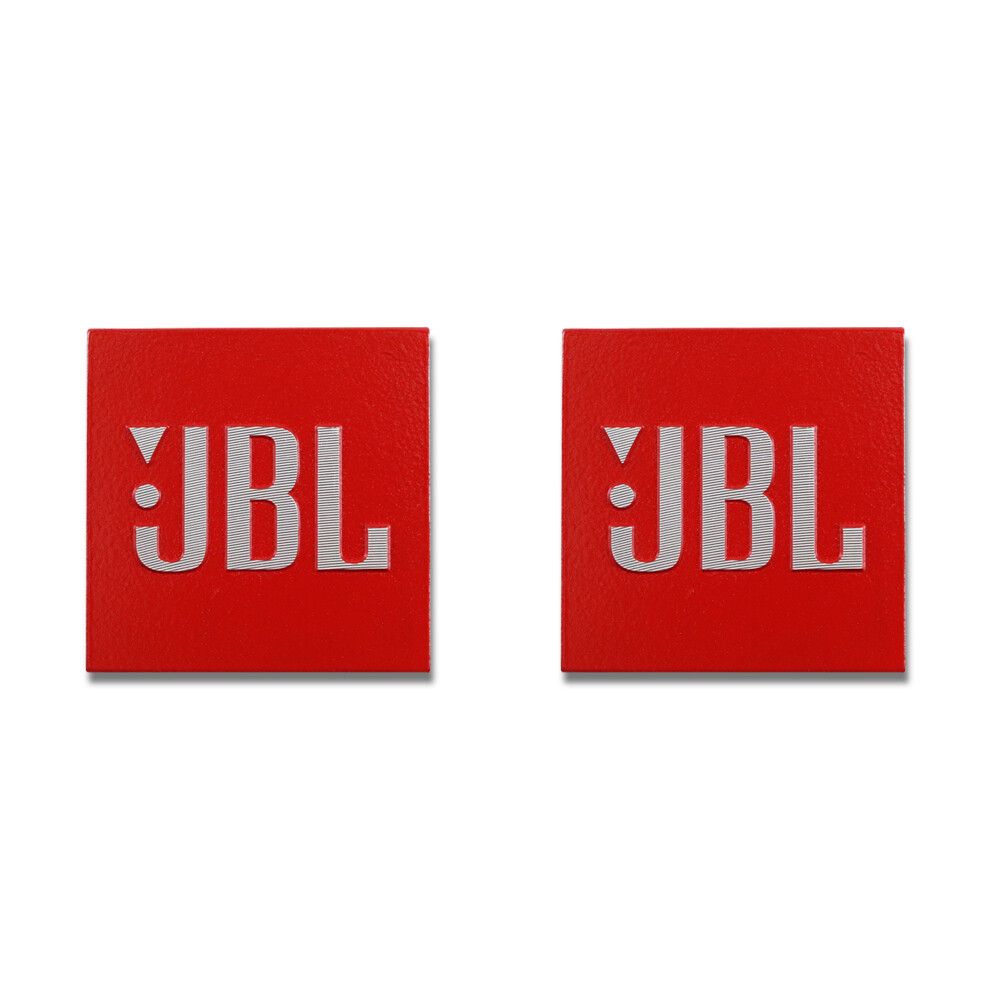 Эмблема-логотип JBL запасная квадратная алюминиевая красная 40ммх40мм