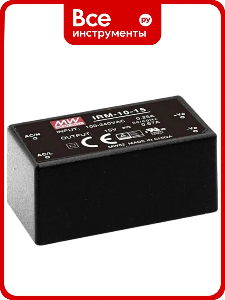 Блок питания на печатную плату Mean Well IRM-10-15, AC/DC 10 Вт 15 В, 1202376