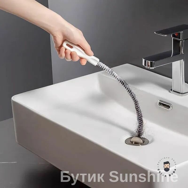 Многофункциональный вантуз с ершиком и тросом для чистки труб
