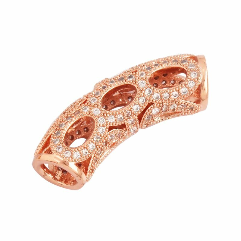 Бусины Beadsfeeder, кубический цирконий, золотистые, 1 шт. N076885-Rose Gold