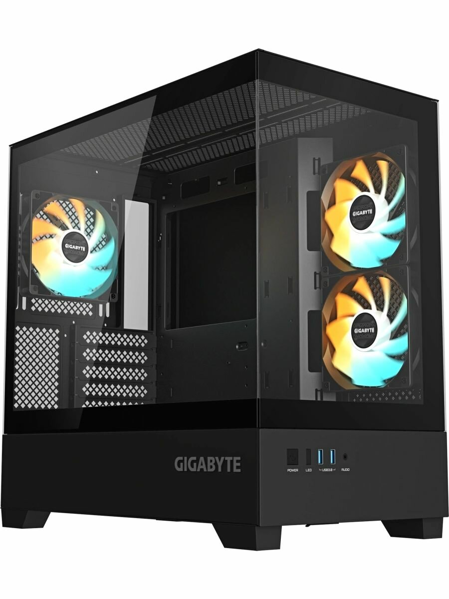 Корпус Gigabyte GB-C201P черный без БП mATX 6x120mm 3x140mm 2xUSB3.0 audio bott PSU