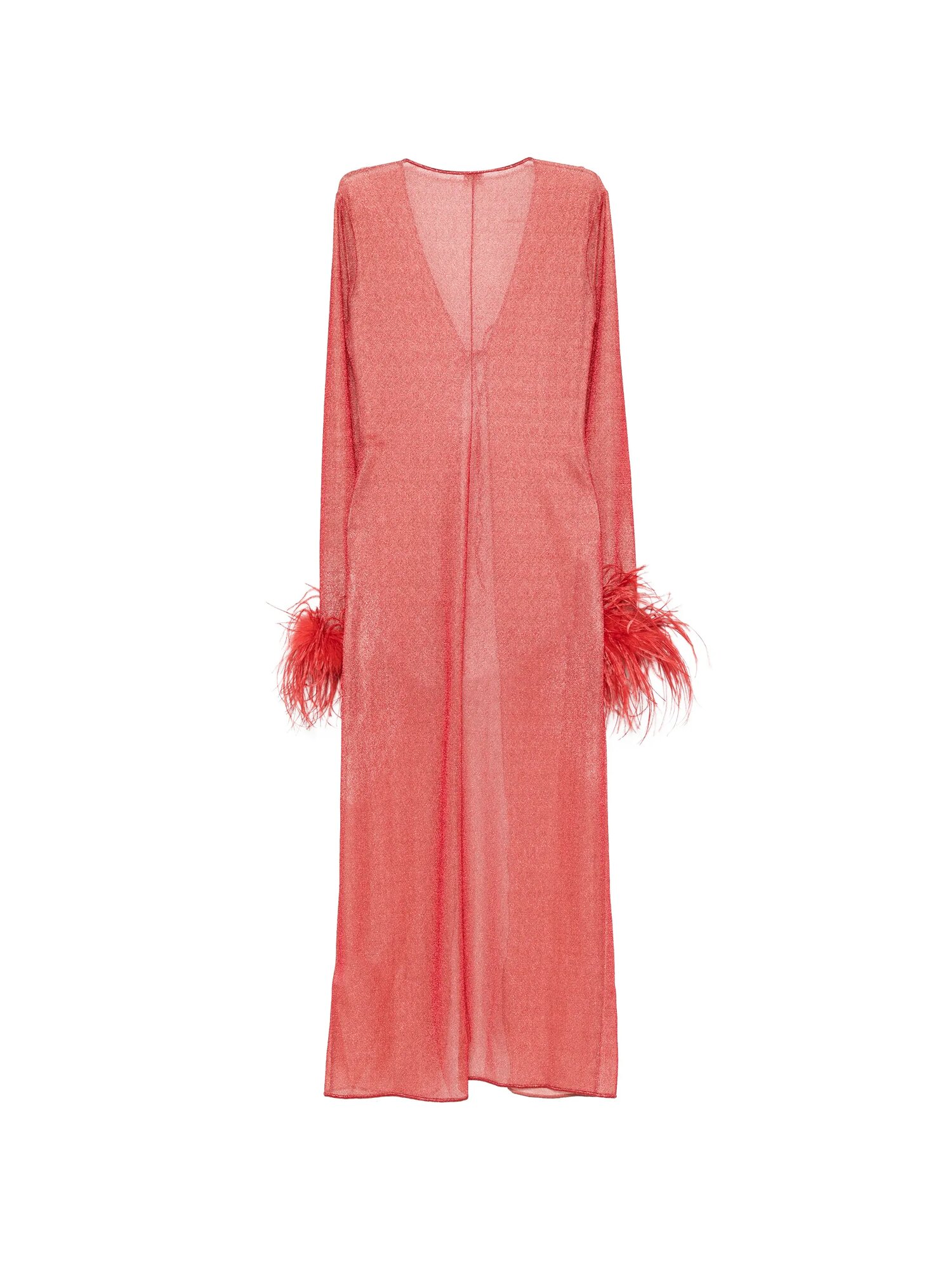Накидка Oseree Feather-trim beach cover-up, размер 40, красный — фото 1