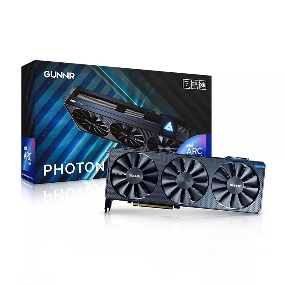 Оригинальная новая видеокарта GUNNIR Intel Arc A770 Photon 16G OC GDDR6, 2400 МГц 16ГБ 256-бит GDDR6, PCIE 4.0, 3 вентилятора