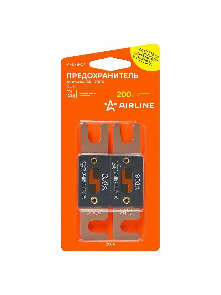 Предохранитель ленточный ANL 200А в блистере 2 шт, AIRLINE AFUS07