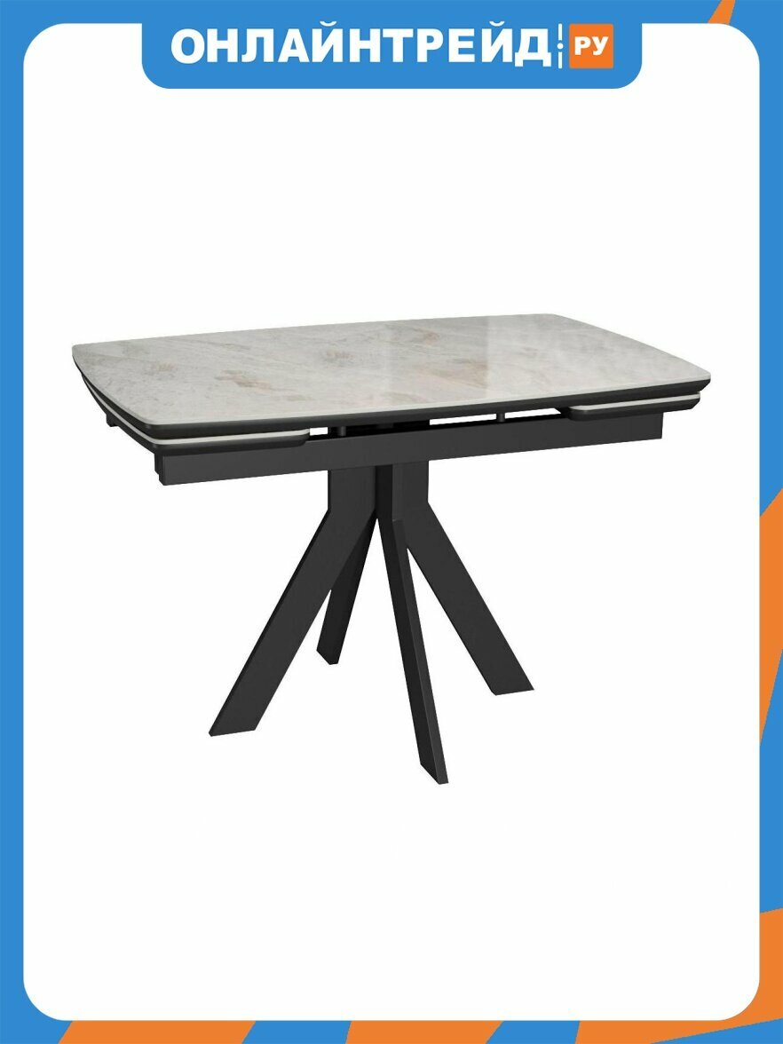 Стол Dikline DKU120 Керамика Italian Grey (глянец серый)/подстолье черное/опоры черные