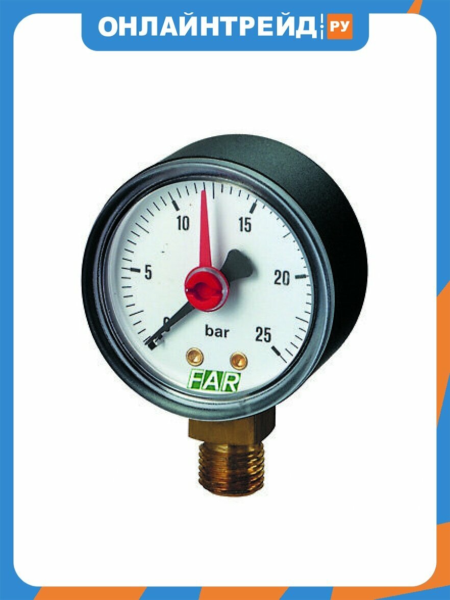 Манометр Far 1/4" (радиальное соед.) 50мм, 0-6 бар.