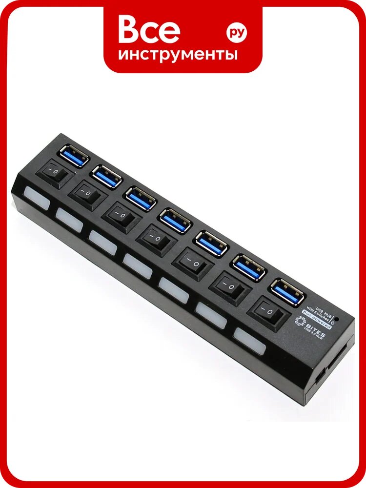 Концентратор 5Bites 7хusb3.0 / бп 5в-2а / 1.2m / black HB37-303PBK