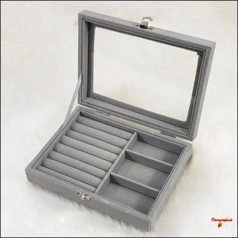Шкатулка для украшений, 1 шт, серый, 15 см