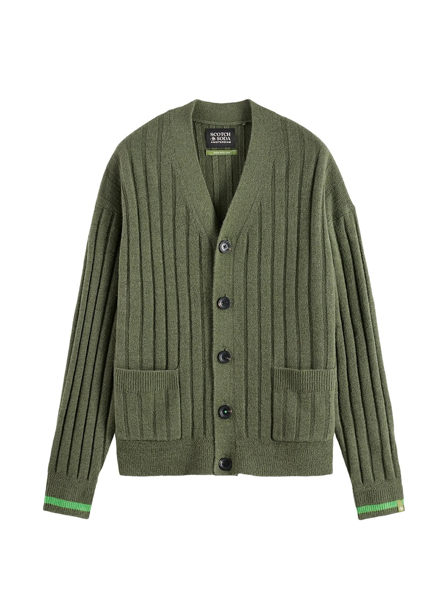 Кардиган Ribbed-knit patch-pocket cardigan