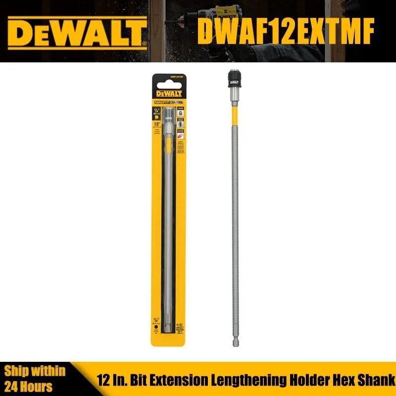 Dewalt DWAF12EXTMF Maxfit 12 дюймов. Удлинитель для бит, держатель с шестигранным хвостовиком, прочный магнитный инструмент, аксессуары