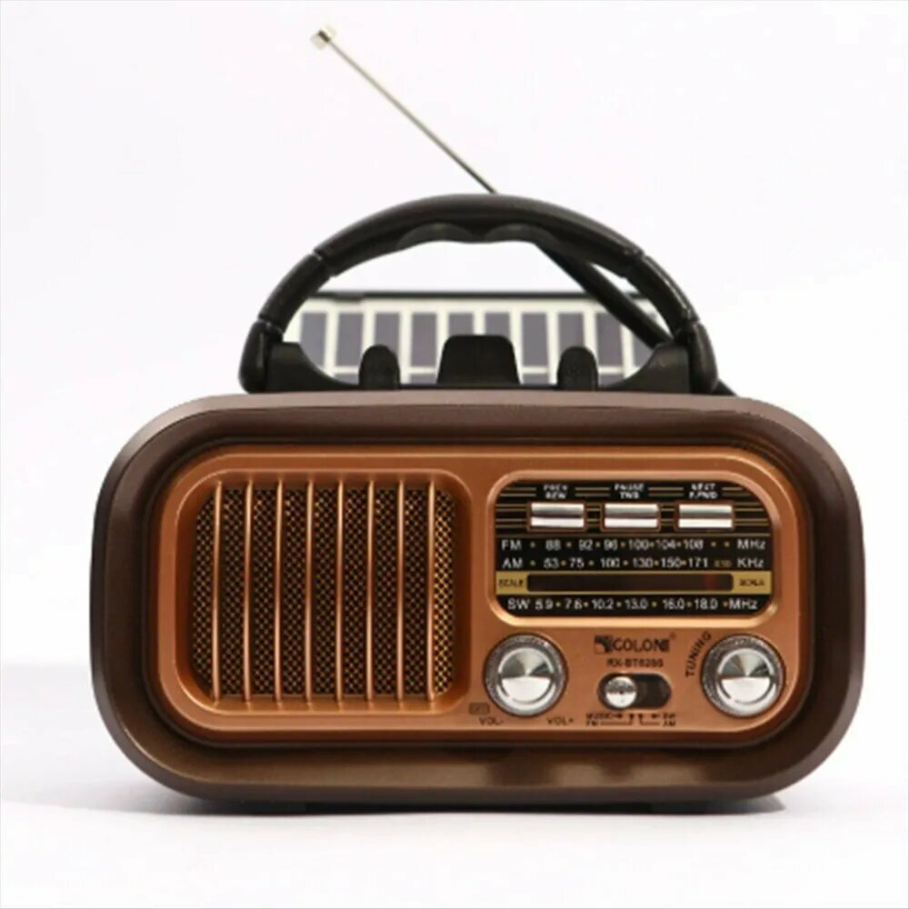 Портативное Ретро-Радио - AM/FM/SW, Bluetooth, Солнечная Батарея/Батарея D/USB-C