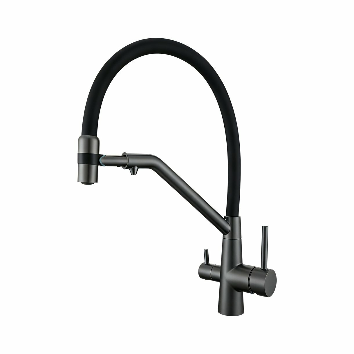 Смеситель для кухни Avrora Kitchen под фильтр, гибкий излив, AV9009GM, оружейная сталь