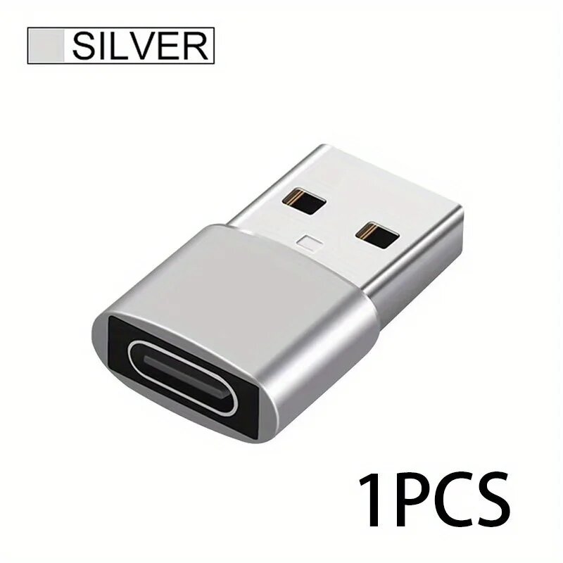 Адаптер USB-USB C, преобразователь зарядного устройства типа «мама-папа» типа C Серый, серебристый