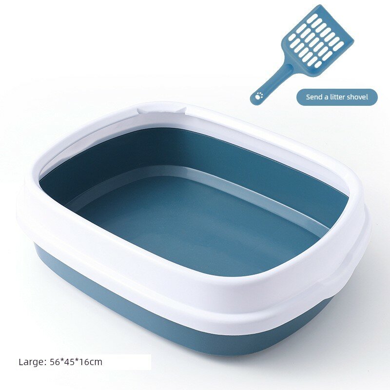 Закрытый лоток для кошек с крышкой, малый размер 40x33.5x12 см, темно-синий цвет, лоток для кошачьего туалета