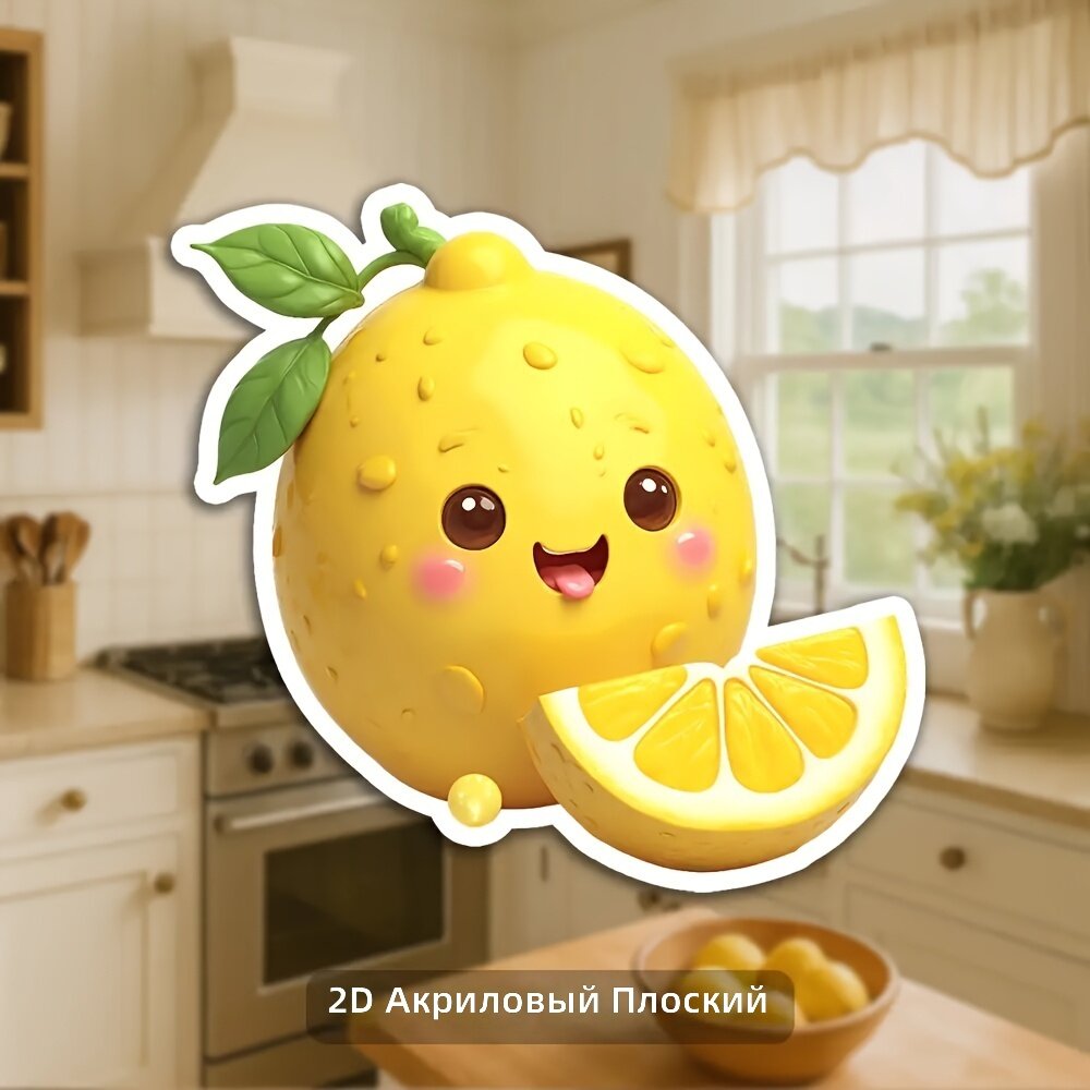 Магнит-лимон на холодильник с забавными глазками и улыбкой, нескользящий кухонный декор, из прочного пластика, подарок на день рождения и Рождество, для любителей кавай