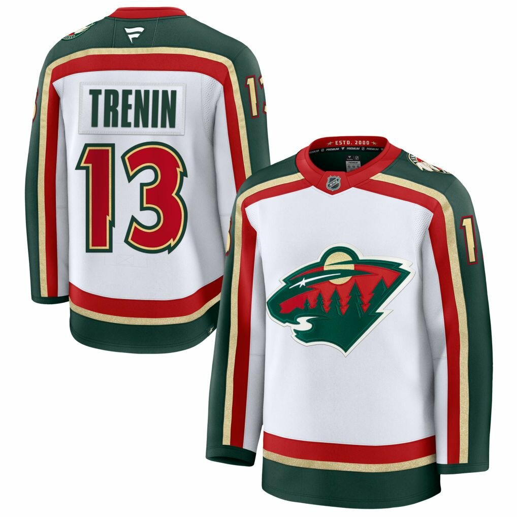 NHL джерси хоккейная Миннесота Уайлд Minnesota Wild Hockey Jersey 13 Yakov Trenin с номером 13