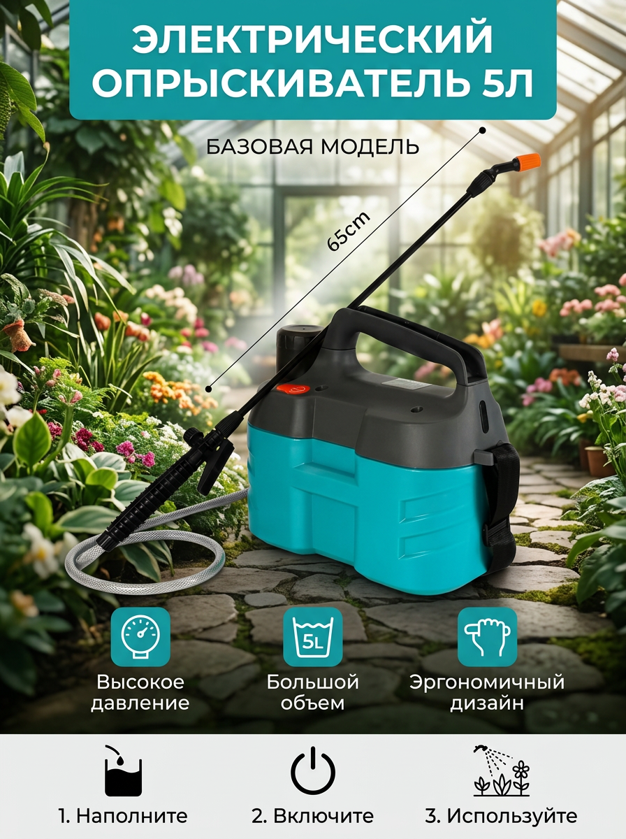 Опрыскиватель для растений, 5 л 1 шт, ручной садовый распылитель для полива и обработки растений