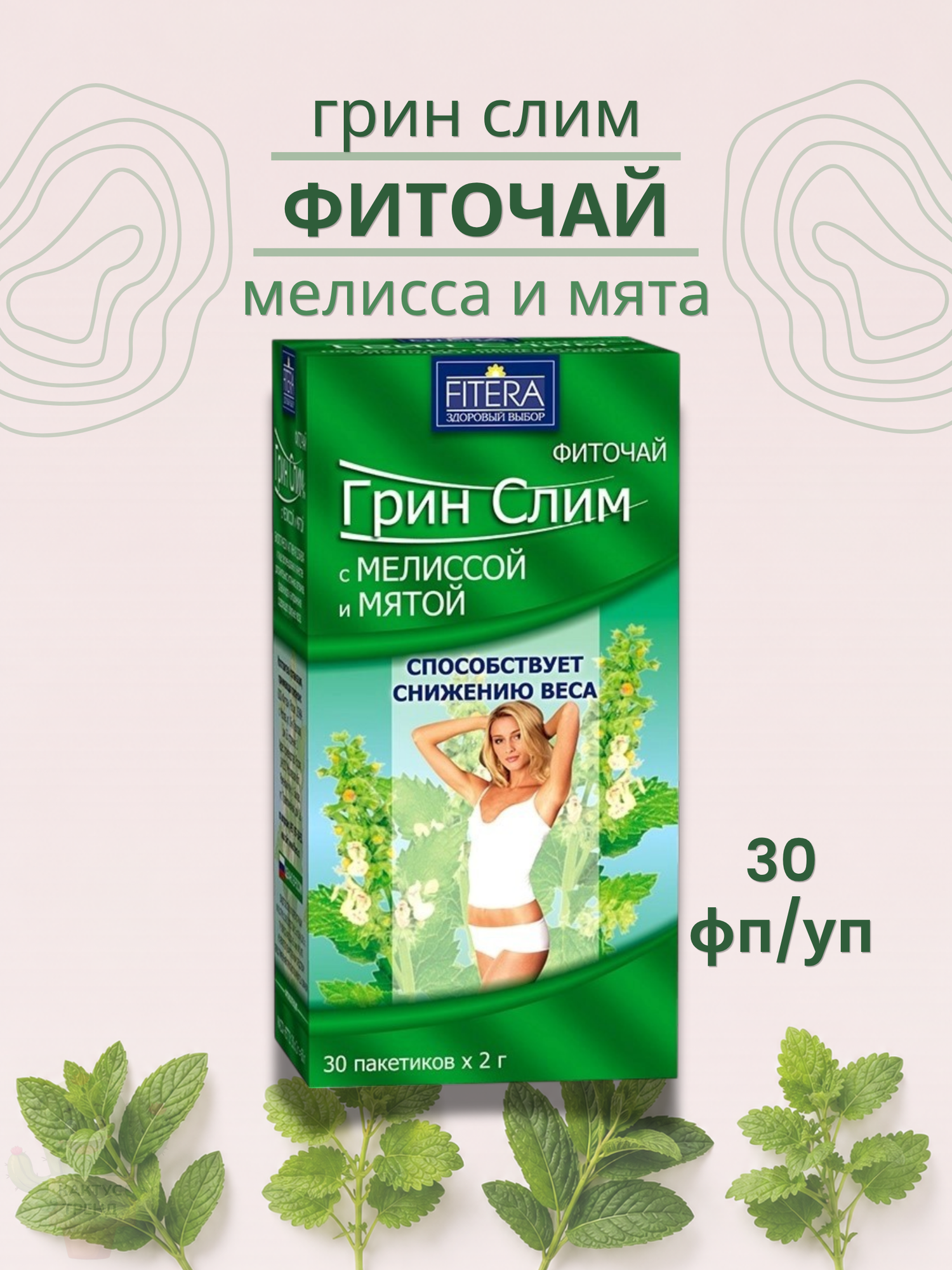 Фиточай грин-слим ТИ с мятой-мелиссой FITERA 30 фильтр-пакетов
