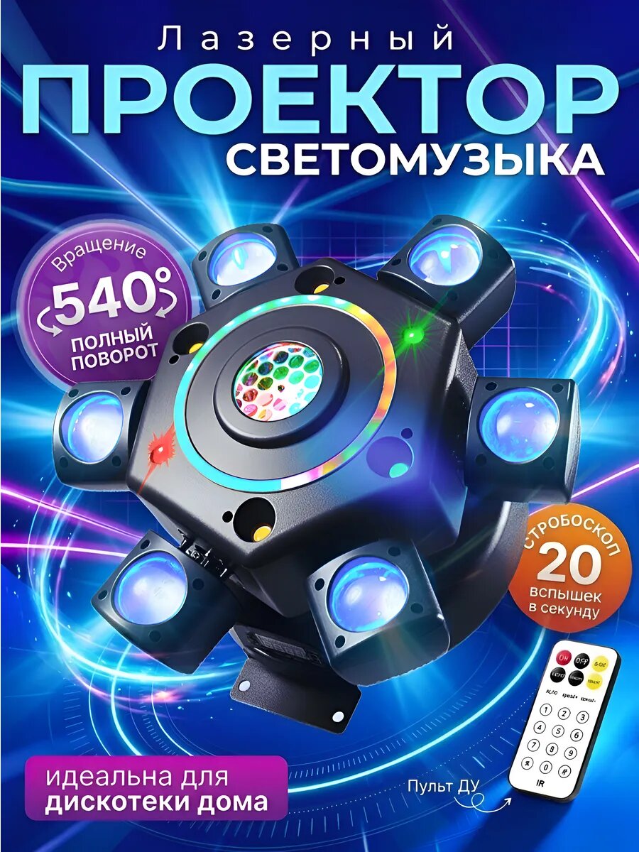 Светомузыка для дома с пультом, звуковая синхронизация, строб-эффект для домашних дискотек и КТВ