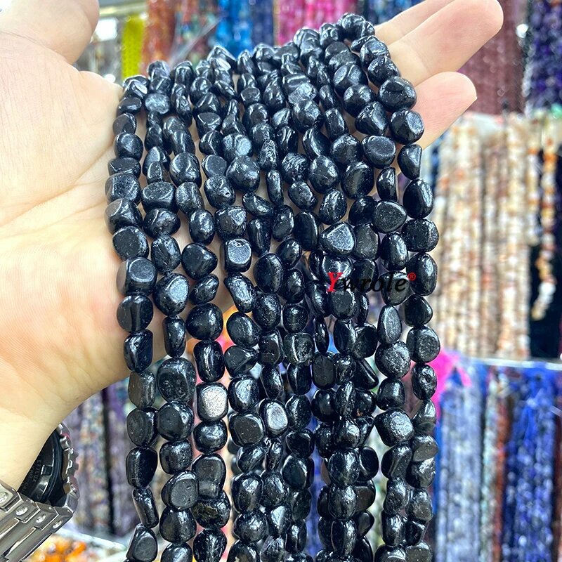 Бусины из турмалина YWROLE 8x10 мм black tourmaline