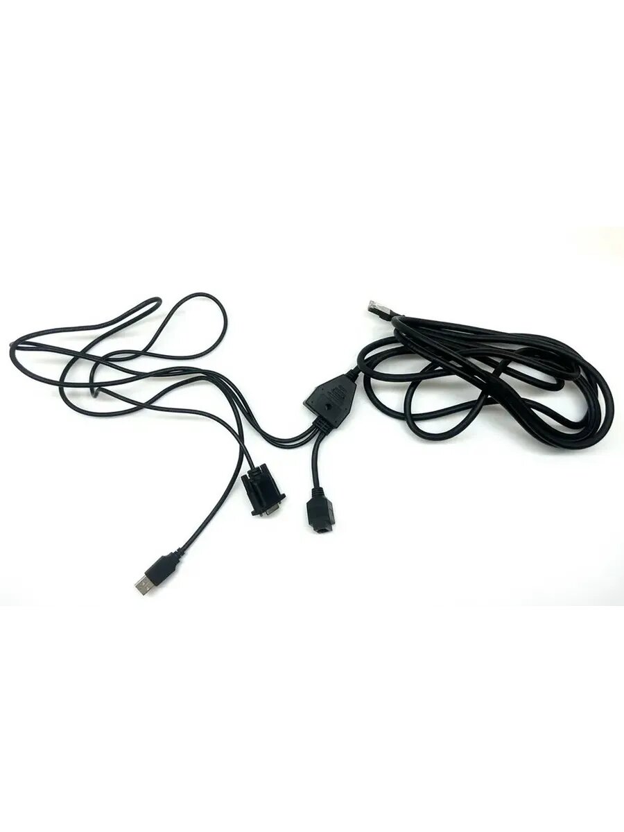 Кабель штекер RJ-45 на гнездо RJ-45+USB+COM+гнездо MicroUSB