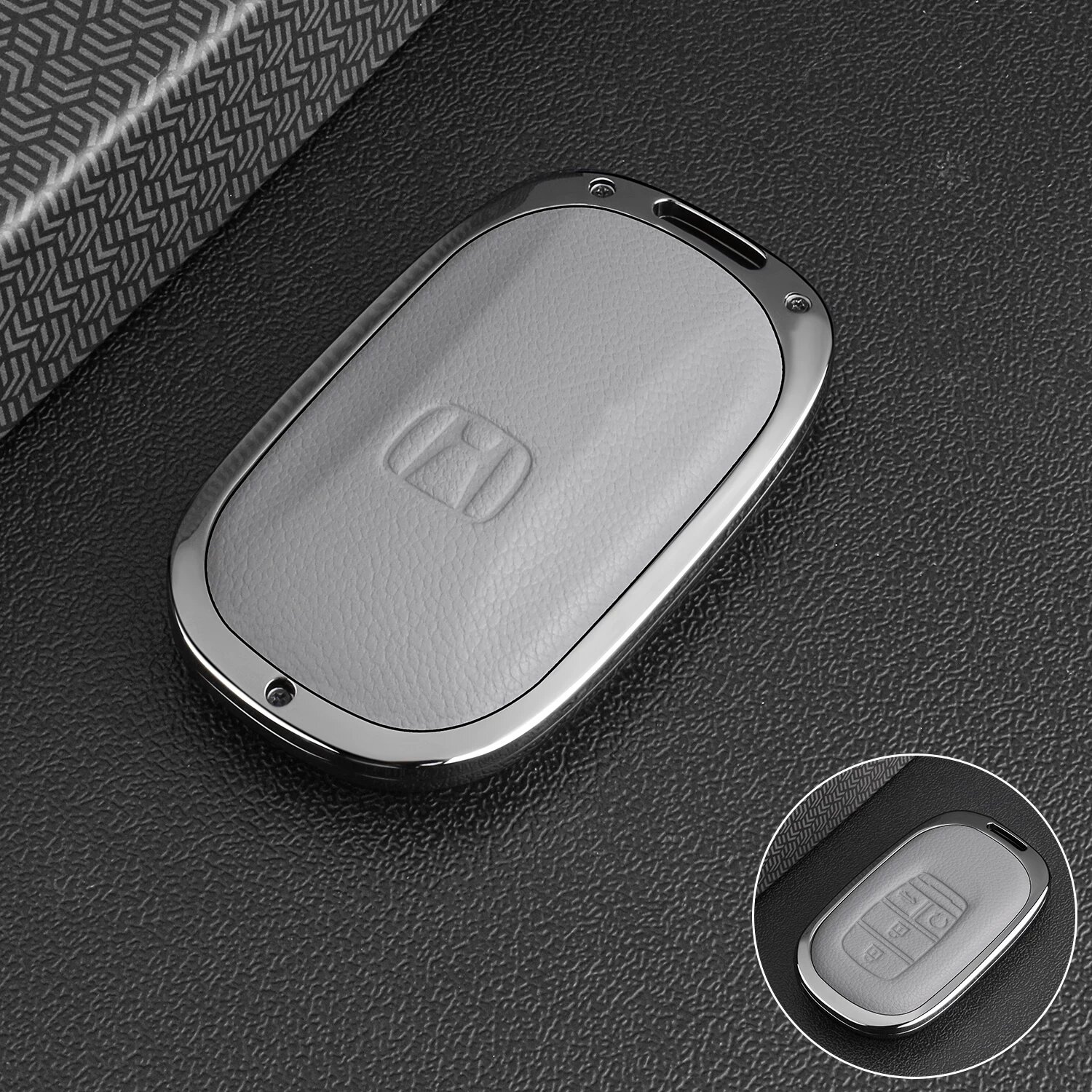Металлический чехол для ключей Honda CR-V, HR-V, Civic (модель 11) - матовый серый одиночный чехол