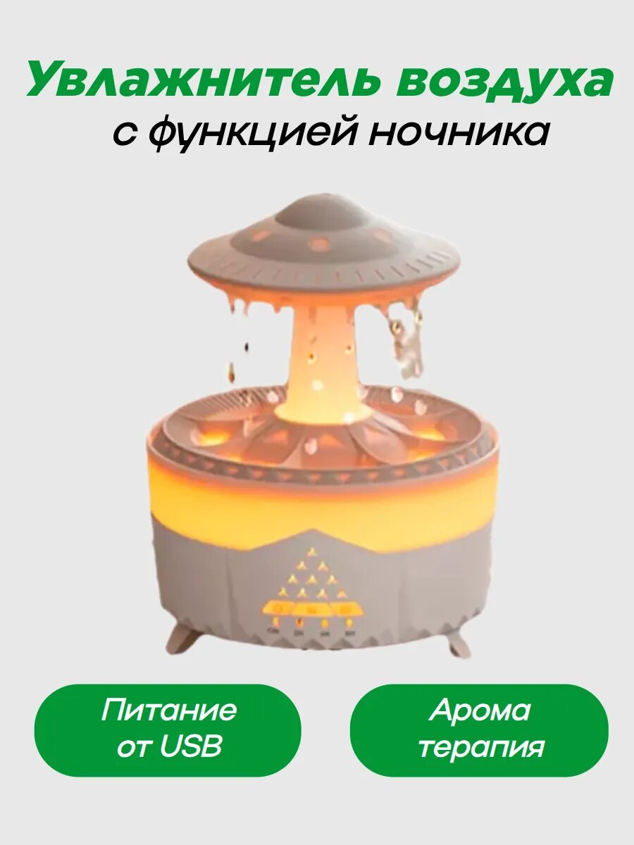 Увлажнитель воздуха DomZone "Гриб", паровой, с ароматизацией, белый