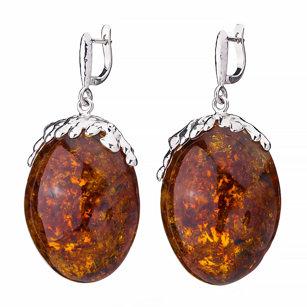 Серьги Amberprofi, серебро, 925 проба, янтарь