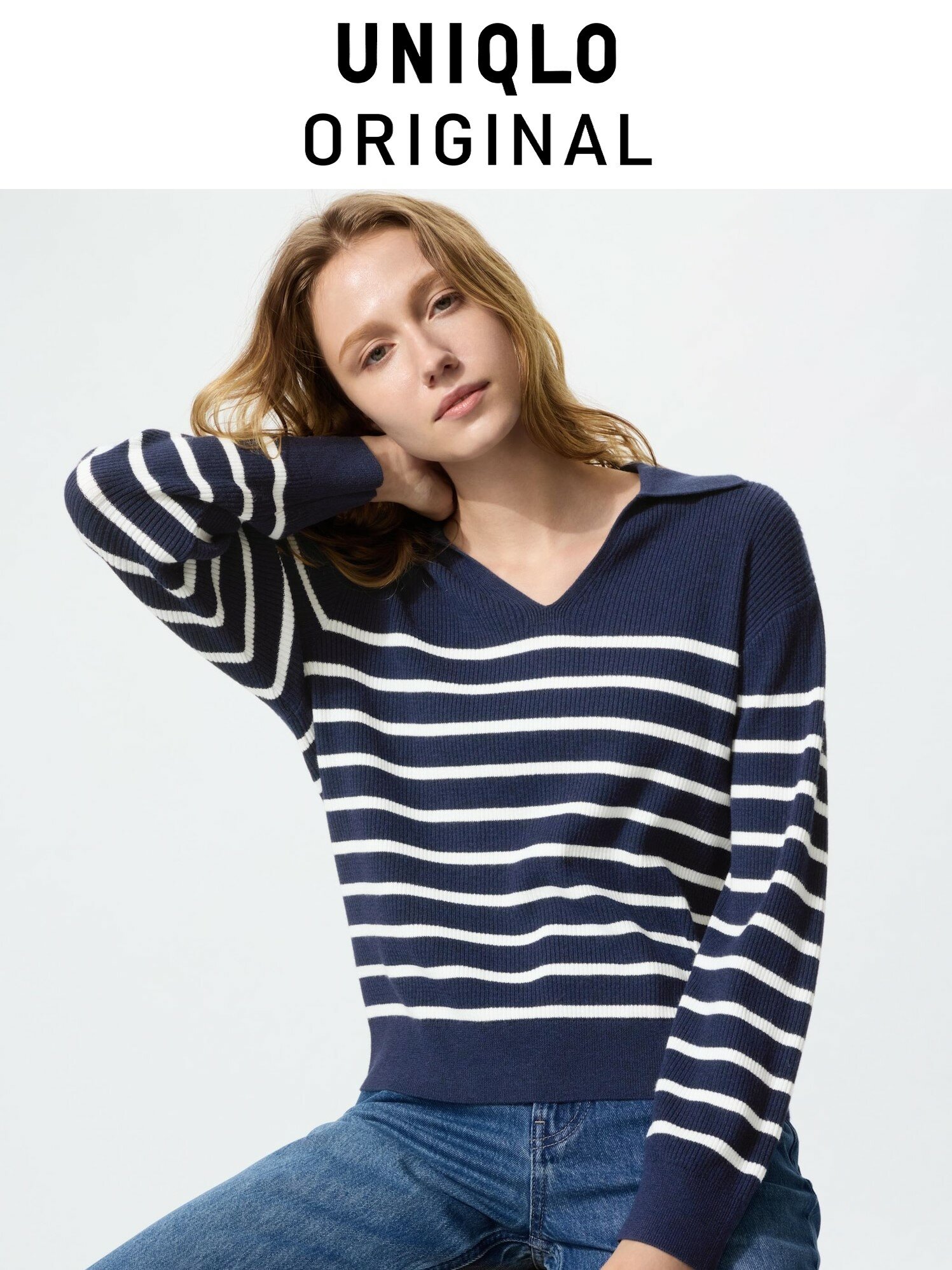 Свитер Washable Knit Ribbed Polo Sweater Striped, 1 шт.