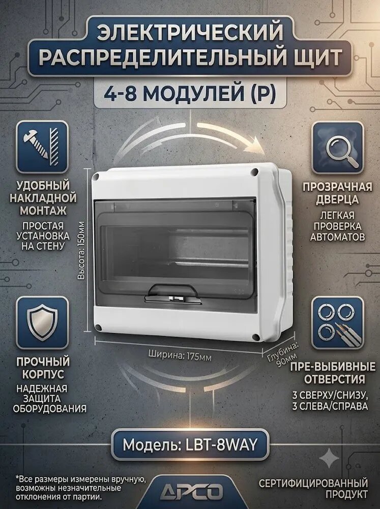 Уличный водонепроницаемый распределительный щиток с пластиковым автоматическим выключателем