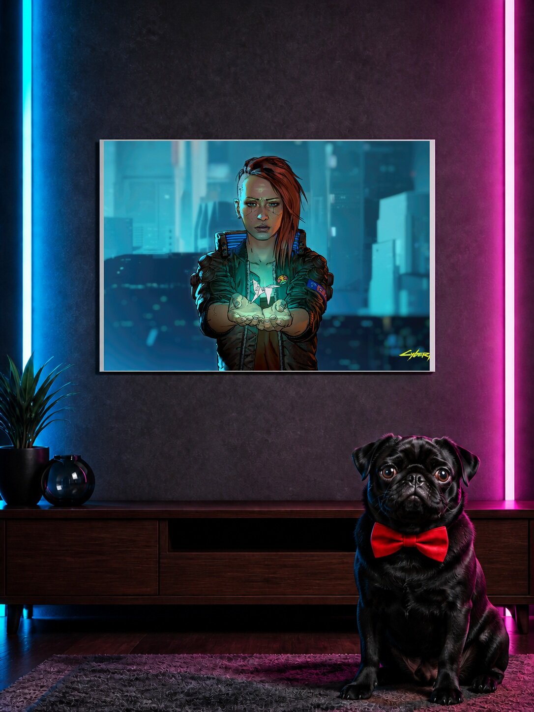 Плакат Cyberpunk 2077 Легенды — стилизованный игровой арт A3