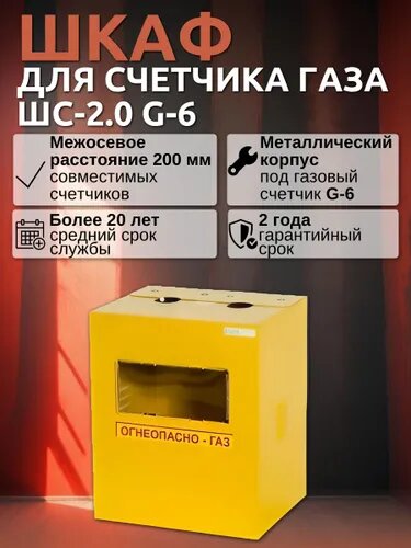 Шкаф для счетчика газа G6 межосевое 250 мм ШС-2.0 G-6