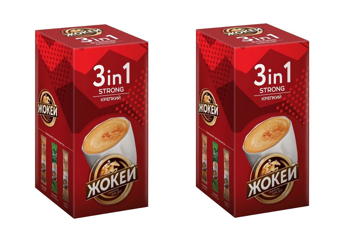 Жокей кофе растворимый порционный Strong 3в1, картон, 10 пак х 12 гр - 2 упаковки