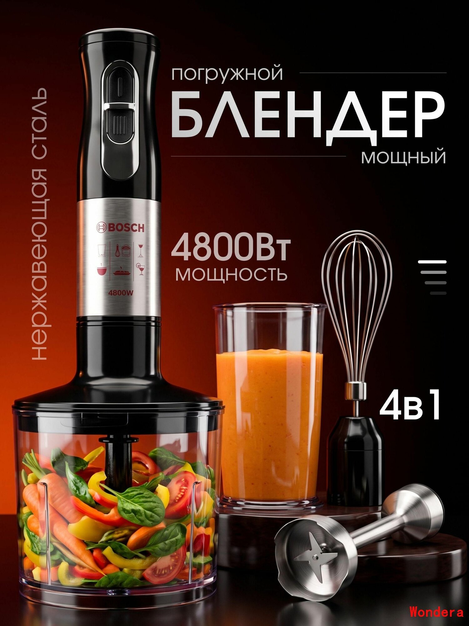 Погружной блендер Блендер Бош, серебристый