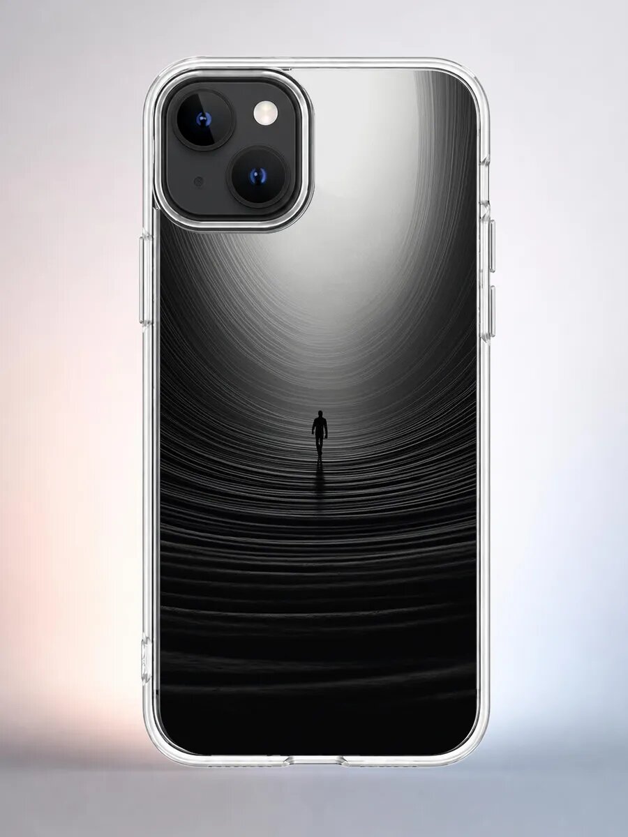 Чехол iPhone 15 тоннель силуэт человек силиконовый