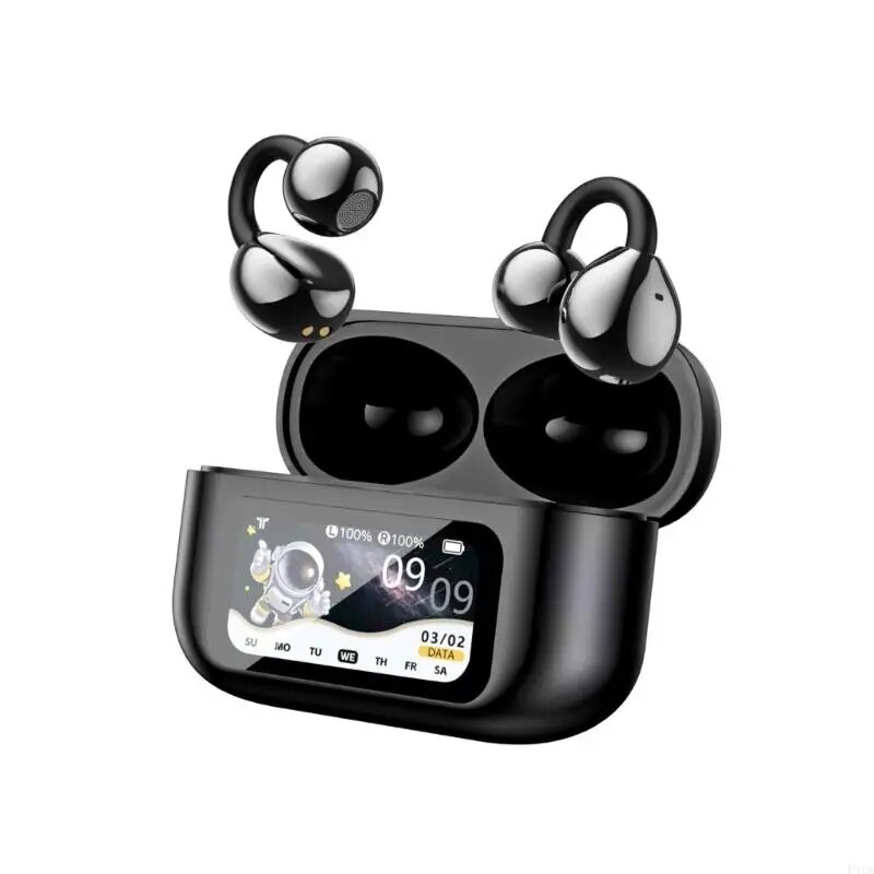 DOUBLEPOW Open Ear Wireless Earbuds с цветным экраном BT6 для спорта Black