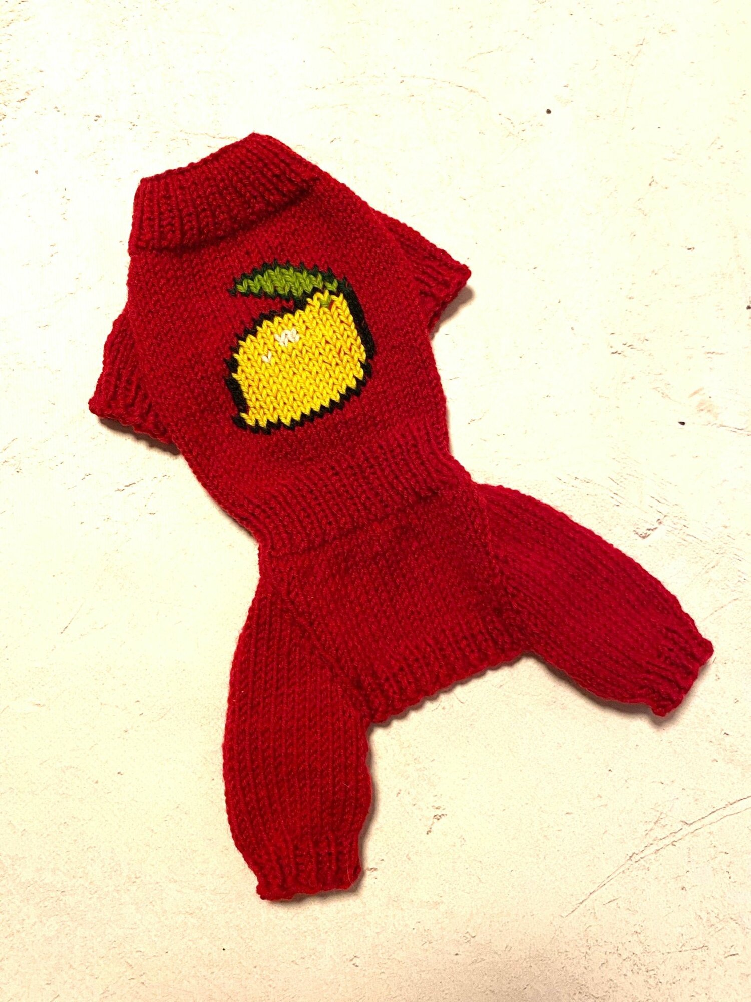 Вязаный шерстяной комбинезон Лимончик для собак мини пород (Handmade)/ L (длина 29см, обхват 34см)