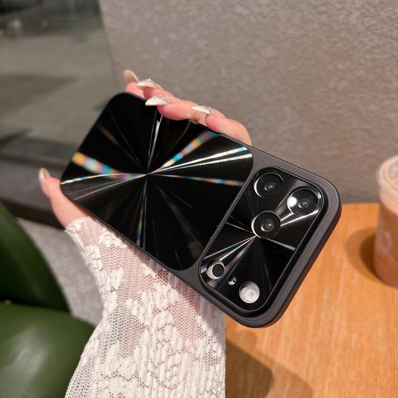 Однотонный матовый мягкий чехол с текстурой Aurora CD и задней панелью iPhone 16, Черный, Black