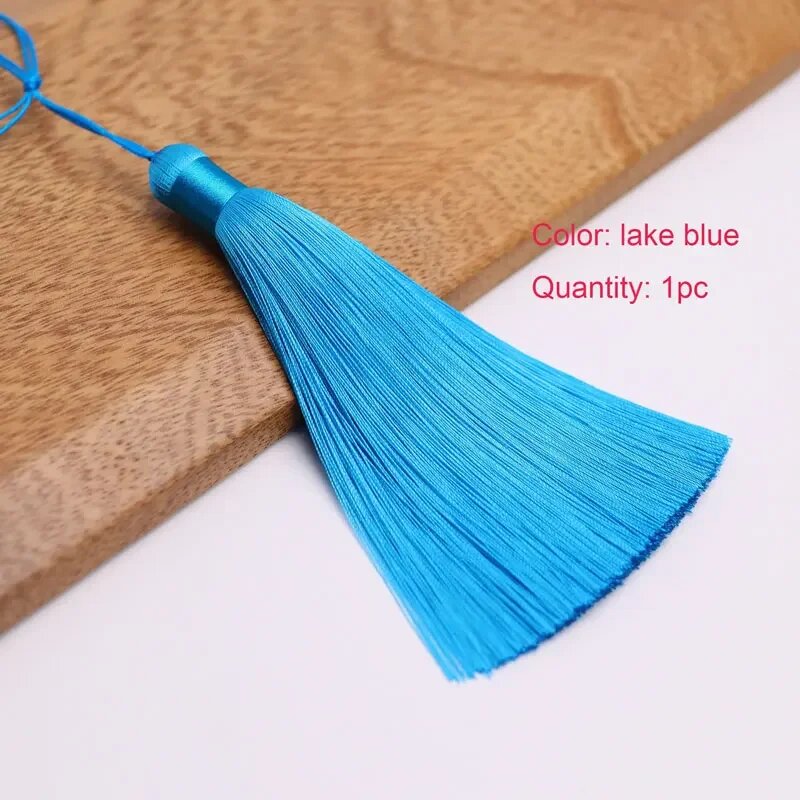 Вискозные кисточки с веревкой 12 см, 1 шт. Бирюзовый, LakeBlue