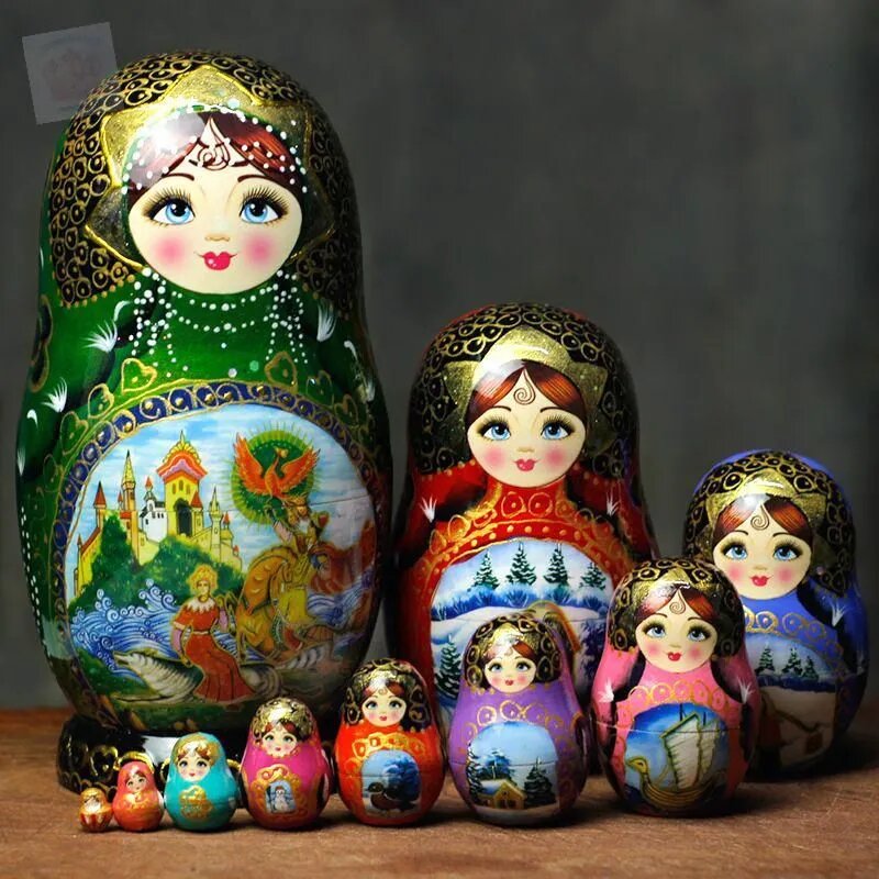 Матрешка Деревянная 10 Штук, ручная роспись, из дерева, артикул 2131850476