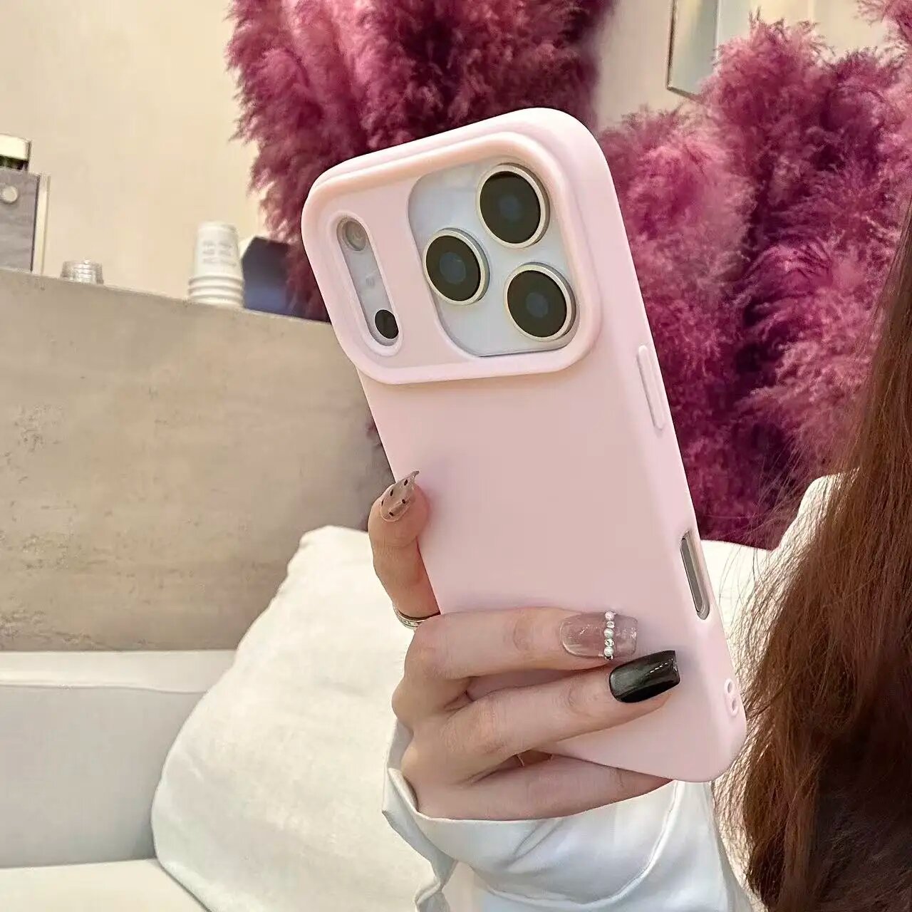 Мягкий Матовый Жидкий Силиконовый Чехол Для iPhone 17/16/14/13/12/11 Pro iPhone17 Pro, Розовый, Pink